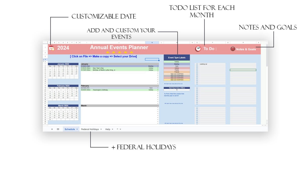 Event Planner List your ultimate Events Tracker